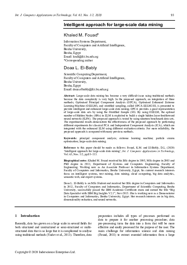 (PDF) Intelligent approach for large-scale data mining