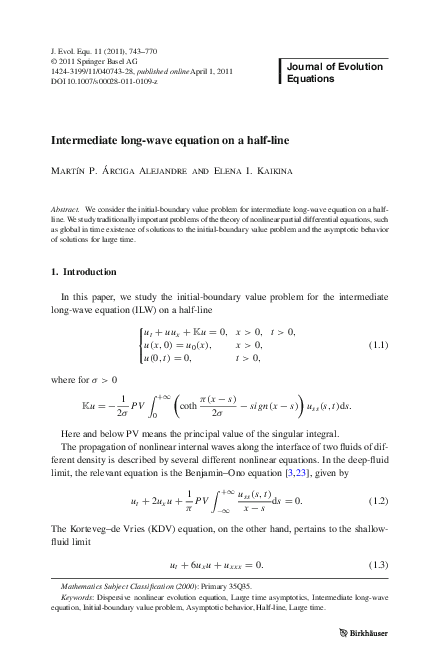 (PDF) Intermediate long-wave equation on a half-line