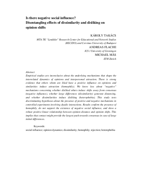 (PDF) Is There Negative Social Influence? Disentangling Effects of ...