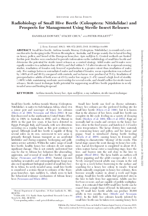 (PDF) Radiobiology of Small Hive Beetle (Coleoptera: Nitidulidae) and ...