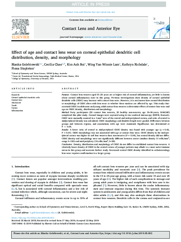 (PDF) Effect of age and contact lens wear on corneal epithelial ...