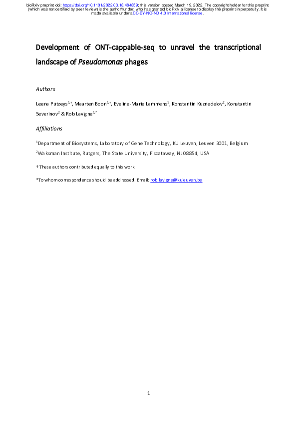 (PDF) Development of ONT-cappable-seq to unravel the transcriptional ...