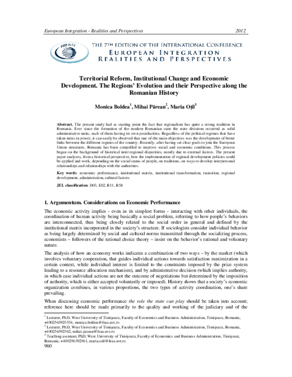 (PDF) Territorial reform, institutional change and economic development ...