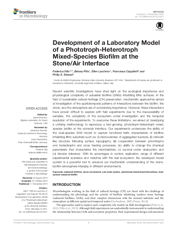 (PDF) Development of a Laboratory Model of a Phototroph-Heterotroph ...