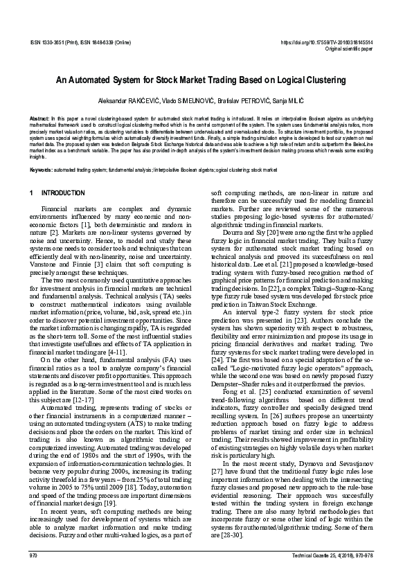 (PDF) An Automated System for Stock Market Trading Based on Logical Clustering | Bratislav ...