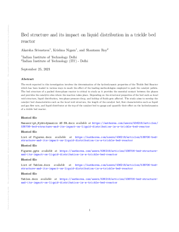(PDF) Bed structure and its impact on liquid distribution in a trickle bed reactor