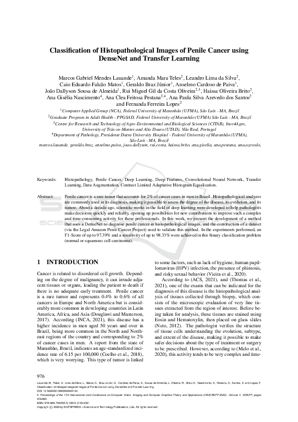 (PDF) Classification of Histopathological Images of Penile Cancer using DenseNet and Transfer ...