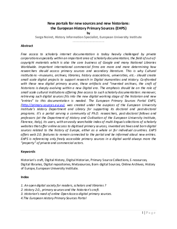 (PDF) New portals for new sources and new historians: the European ...