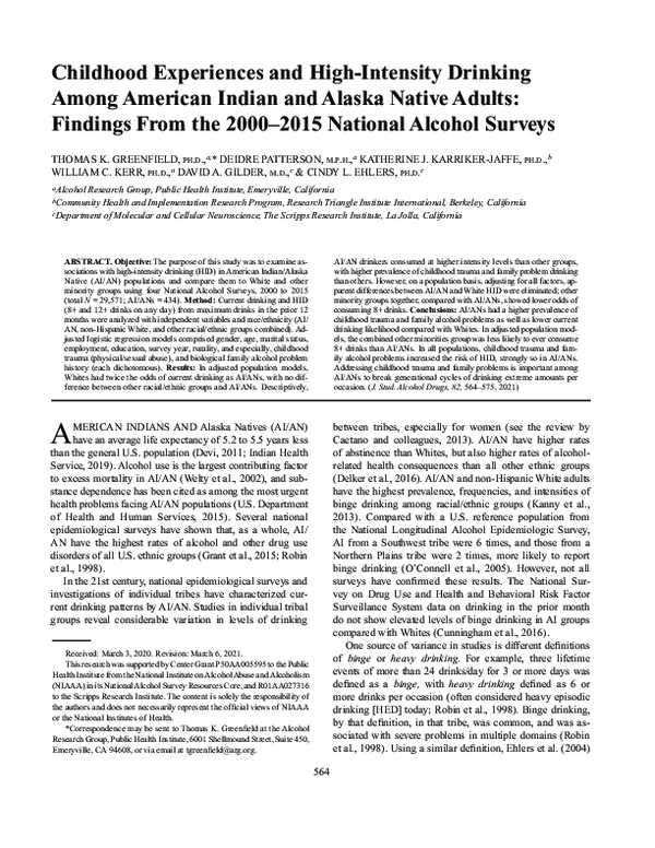 (PDF) Childhood Experiences and High-Intensity Drinking Among American ...