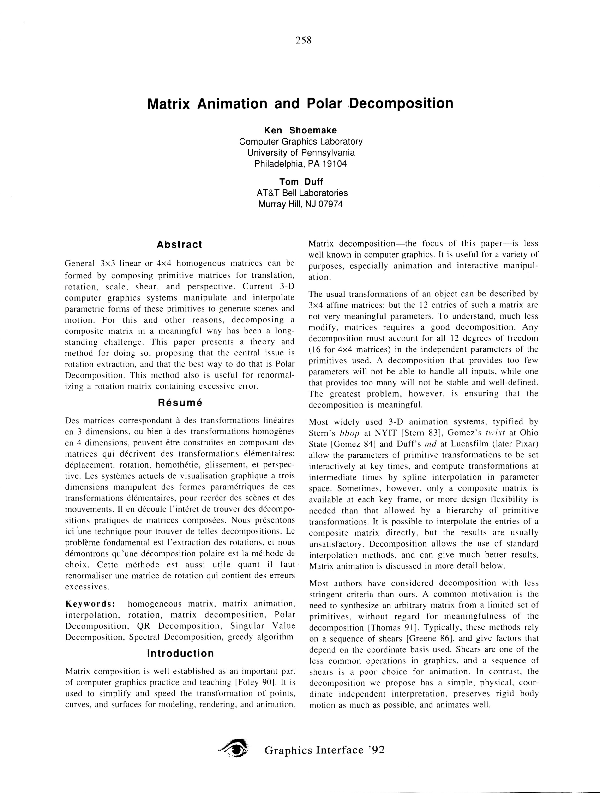 (PDF) Matrix animation and polar decomposition