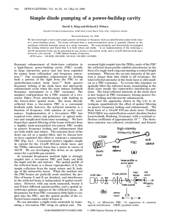 (PDF) Simple diode pumping of a power-buildup cavity