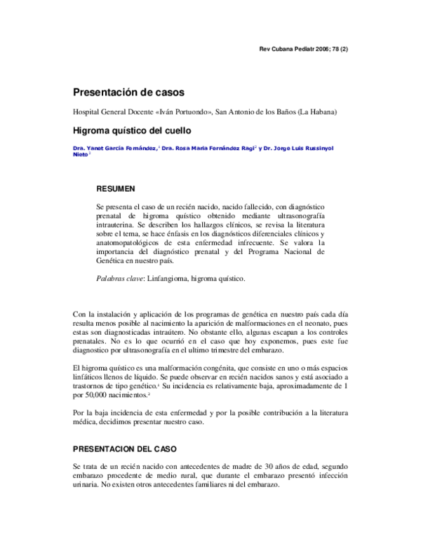 (PDF) Higroma quístico del cuello