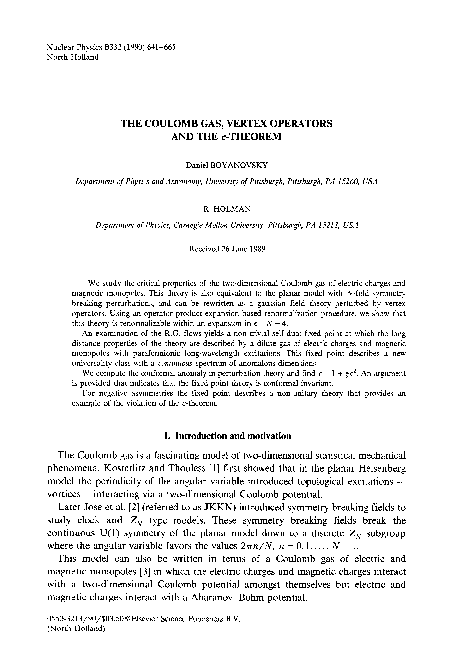 (PDF) The Coulomb gas, vertex operators and the c-theorem