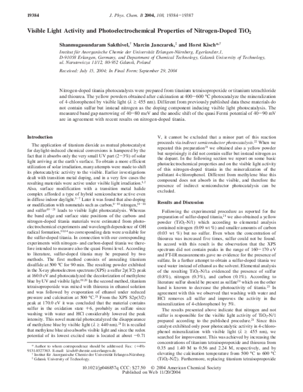 (PDF) Visible Light Activity and Photoelectrochemical Properties of ...