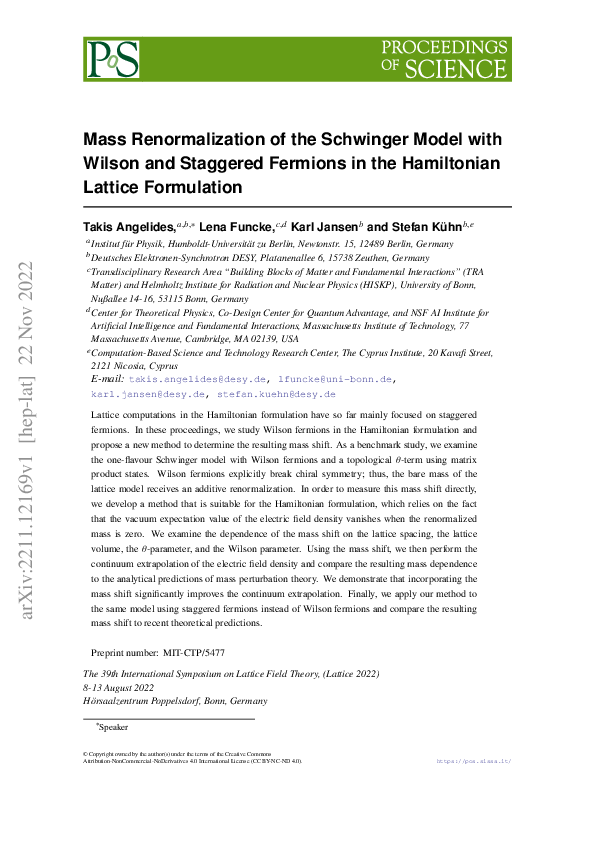 (PDF) Mass Renormalization of the Schwinger Model with Wilson and ...