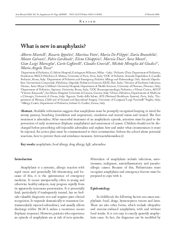 (PDF) What is new in anaphylaxis?