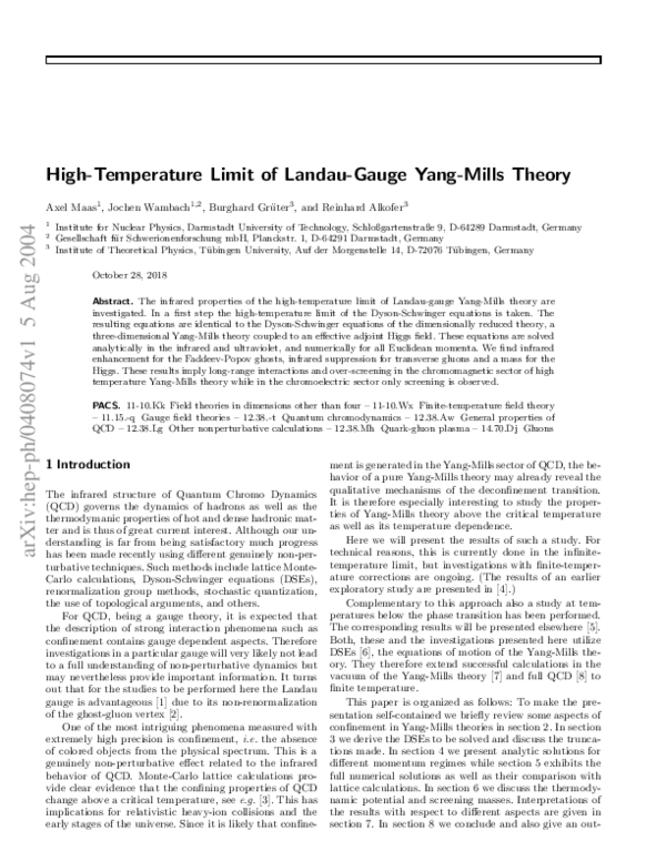 (PDF) 1 5 A ug 2 00 4 High-Temperature Limit of Landau-Gauge Yang-Mills ...