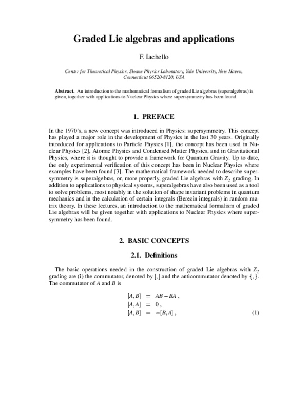 (PDF) Graded Lie algebras and applications