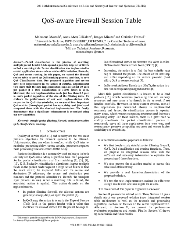 (PDF) QoS-aware firewall session table