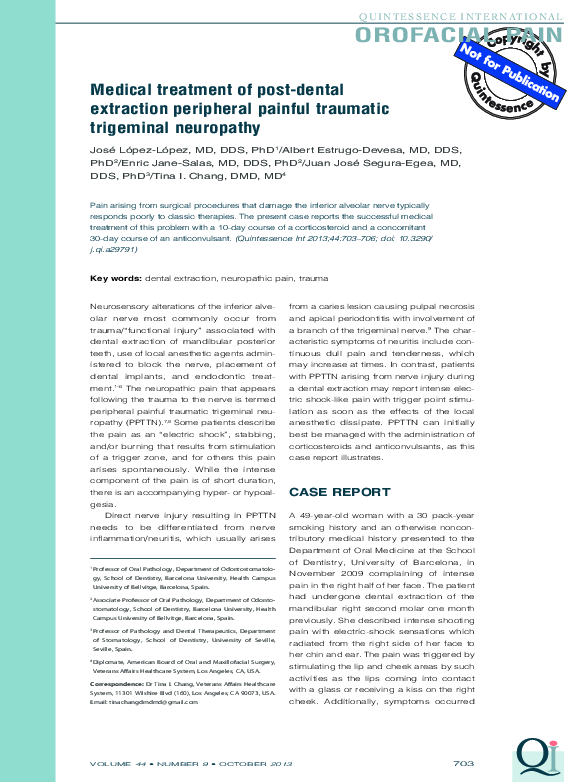 (PDF) Medical treatment of post-dental extraction peripheral painful ...