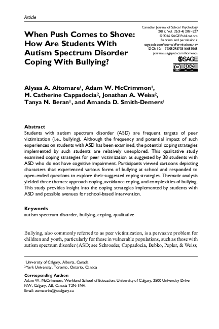 (PDF) When Push Comes to Shove: How Are Students With Autism Spectrum ...