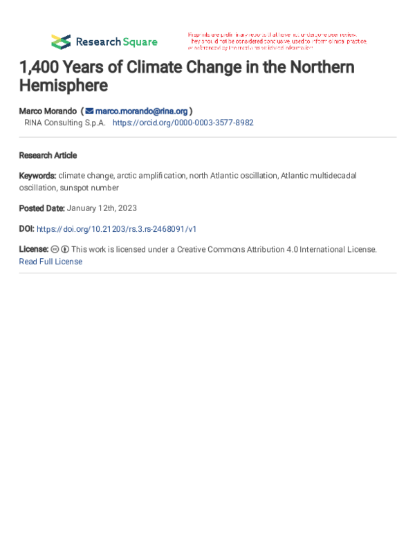 (PDF) 1,400 Years of Climate Change in the Northern Hemisphere