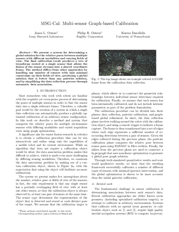 Pdf Msg Cal Multi Sensor Graph Based Calibration