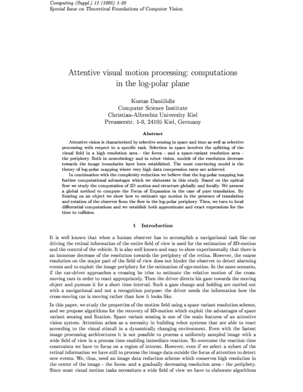 (PDF) Attentive Visual Motion Processing: Computations in the Log-Polar Plane