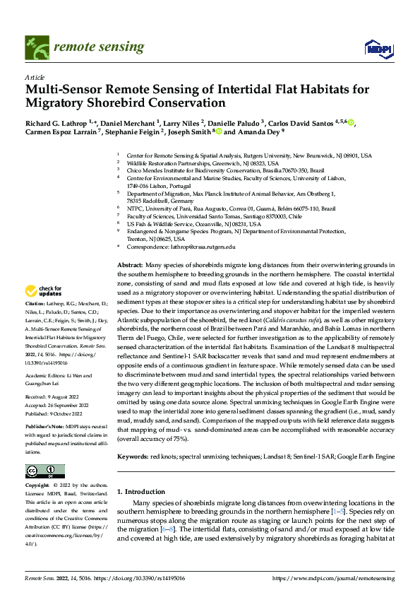 (PDF) Multi-Sensor Remote Sensing of Intertidal Flat Habitats for Migratory Shorebird ...