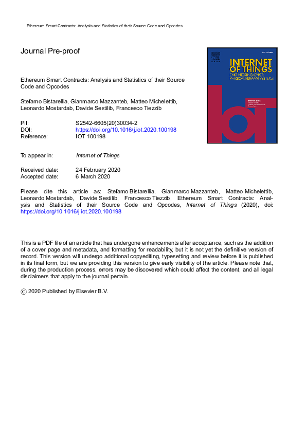 Pdf Ethereum Smart Contracts Analysis And Statistics Of Their Source Code And Opcodes