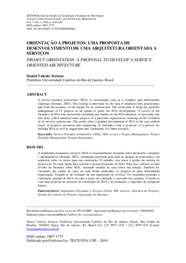 (PDF) Project Orientation: A Proposal to Develop a Serviceoriented ...