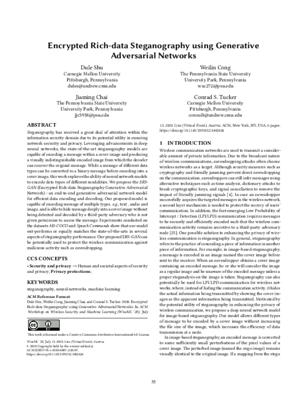 Pdf Encrypted Rich Data Steganography Using Generative Adversarial Networks