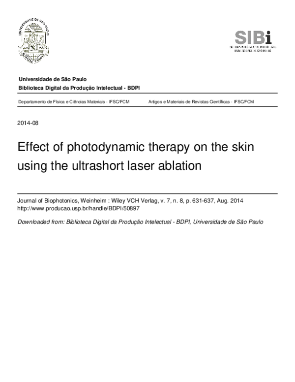 (PDF) Effect of photodynamic therapy on the skin using the ultrashort ...