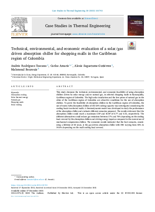 (PDF) Solar/Gas Absorption Chillers' Performance