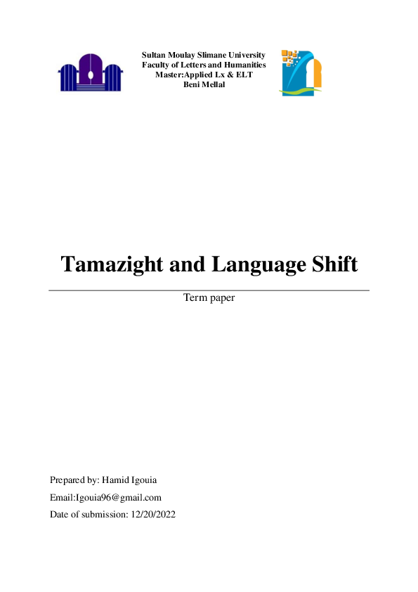 (PDF) Tamazight and Language Shift