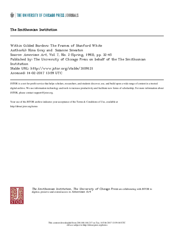 (PDF) Within Gilded Borders: The Frames of Stanford White