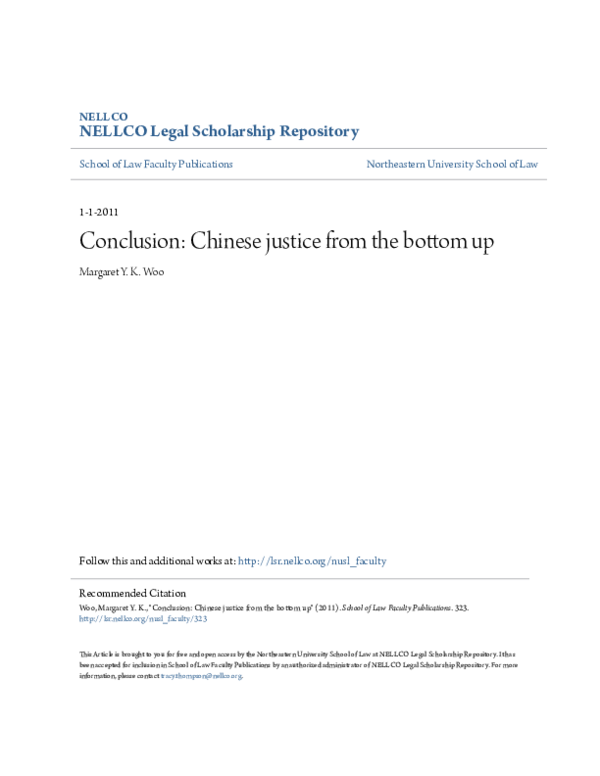 (PDF) Conclusion: Chinese Justice from the Bottom Up