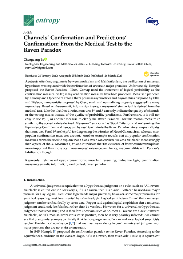 (PDF) Channels' Confirmation and Predictions' Confirmation: From the ...