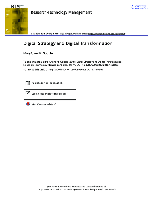 (PDF) Digital Strategy and Digital Transformation