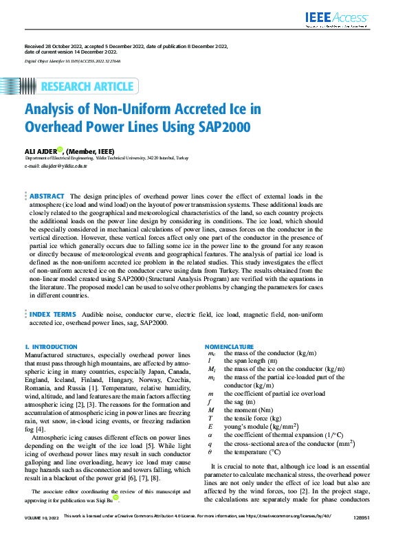 (PDF) Analysis of Non-Uniform Accreted Ice in Overhead Power Lines ...