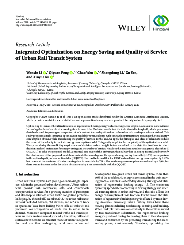 (PDF) Integrated Optimization on Energy Saving and Quality of Service ...