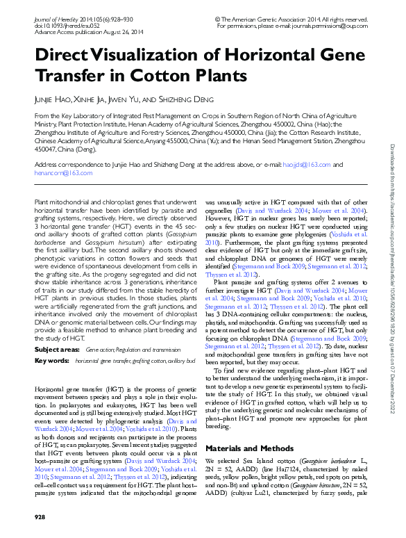 (PDF) Direct Visualization of Horizontal Gene Transfer