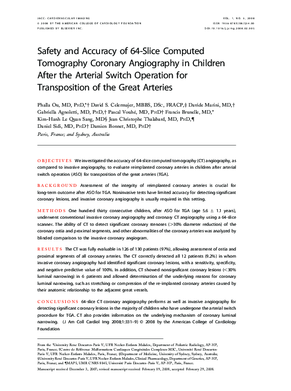 (PDF) Safety and Accuracy of 64-Slice Computed Tomography Coronary ...