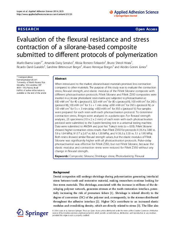 (PDF) Evaluation of the flexural resistance and stress contraction of a ...