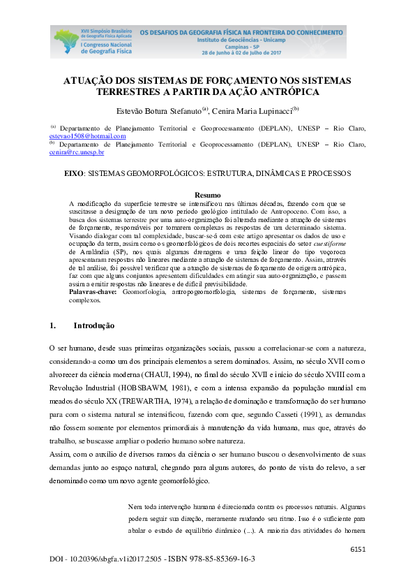 (PDF) Atuação dos sistemas de forçamento nos sistemas terrestres a ...