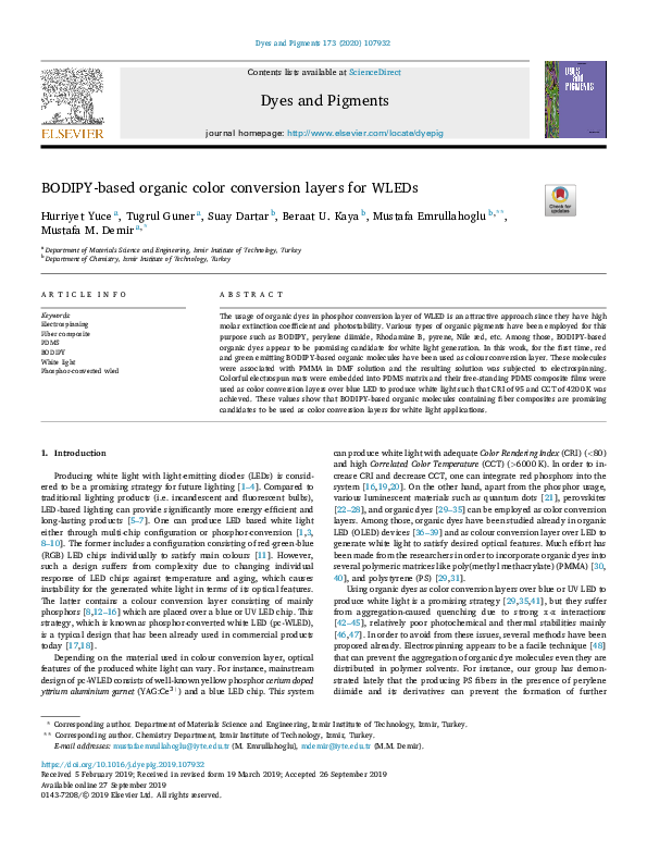 (PDF) BODIPY-based organic color conversion layers for WLEDs