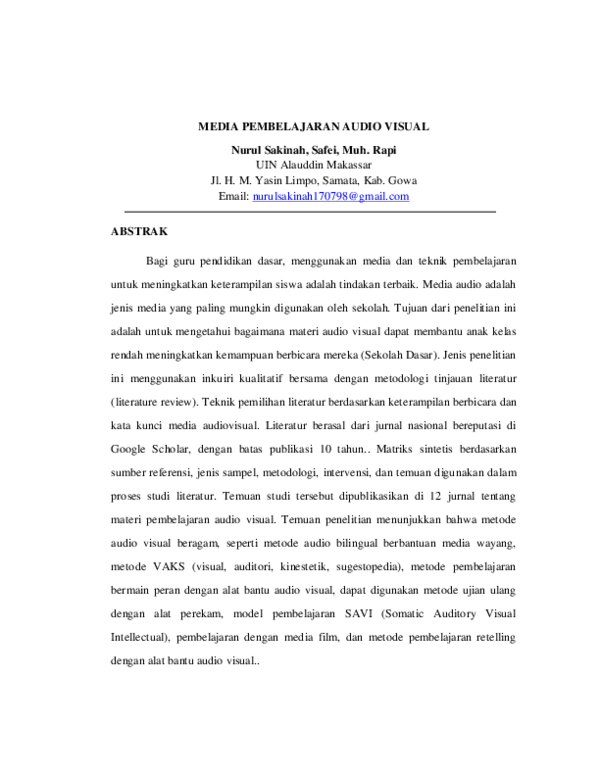 (PDF) MEDIA PEMBELAJARAN AUDIO VISUAL