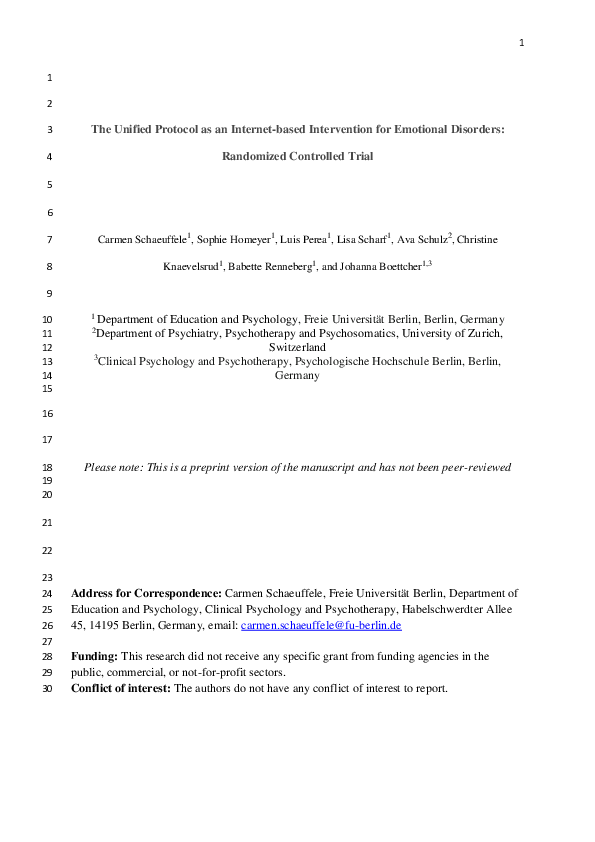 (PDF) The Unified Protocol as an Internet-based Intervention for ...
