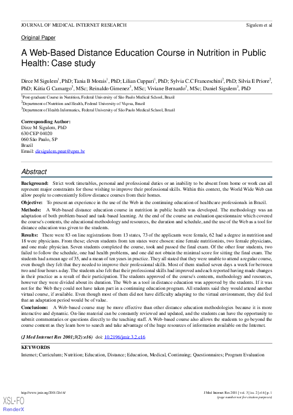 (PDF) A Web-Based Distance Education Course in Nutrition in Public ...