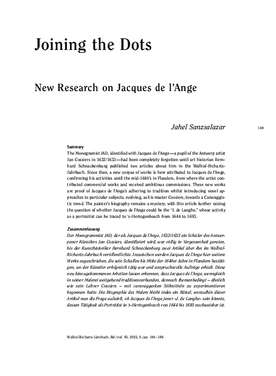 (PDF) "Joining the Dots. New Research on Jacques de l'Ange", Wallraf-Richartz-Jahrbuch, Band ...